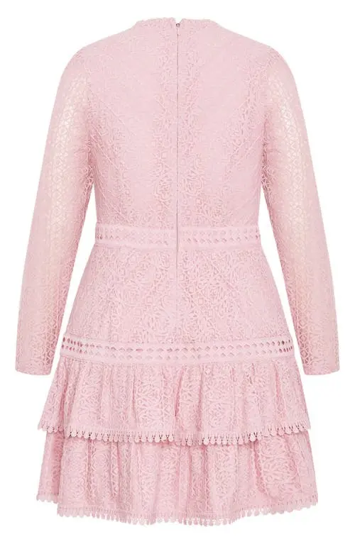 City Chic Gabriella Long Sleeve Lace Minidress