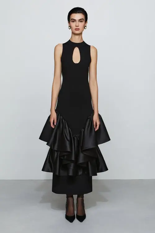 ET OCHS Antoinette Knit Combo Dress - Black