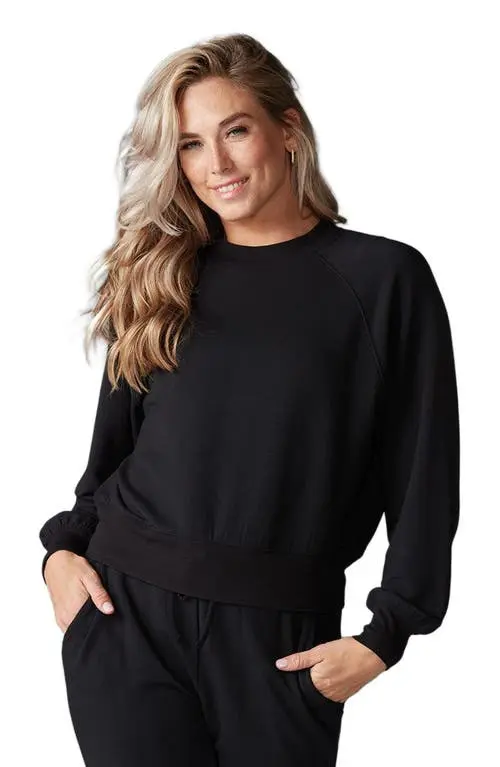 TAVI Ease Crew Stripe Sweatshirt - Ebony