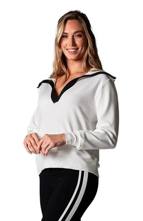 TAVI Cozy Collared Sweatshirt - Coconut Ebony