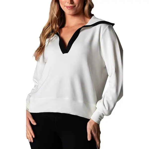 TAVI Cozy Collared Sweatshirt - Coconut Ebony
