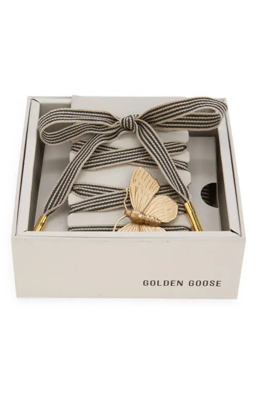 GOLDEN GOOSE Skins Faux Pearl & Butterfly Charm Shoelaces - Black/beige