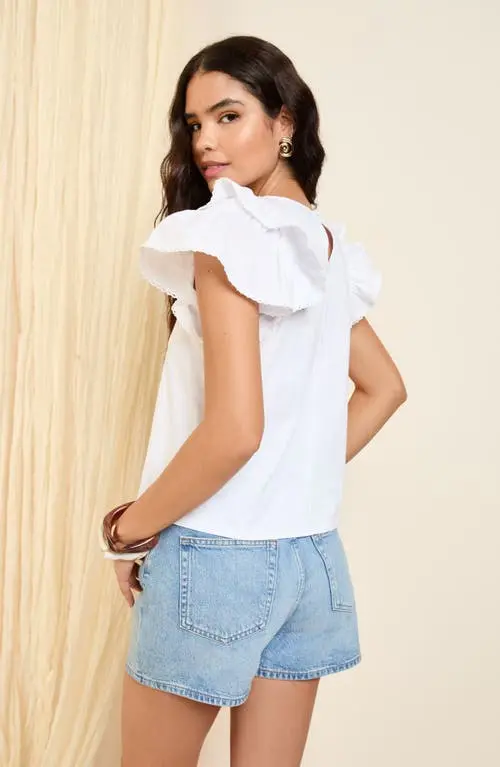 FRIENDS LIKE THESE Lace Trim Frill Sleeve Top