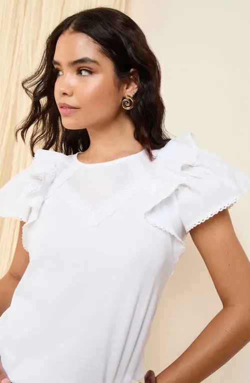 FRIENDS LIKE THESE Lace Trim Frill Sleeve Top