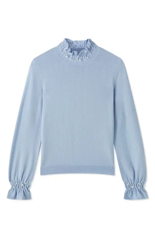LK BENNETT Vera Faux Pearl Accent Ruffle Sweater