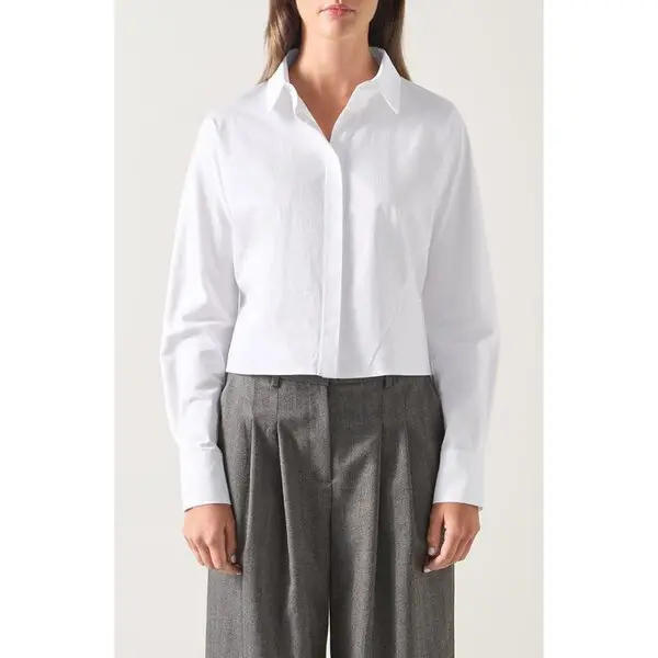 LK BENNETT Liz Cotton Crop Button-up Shirt