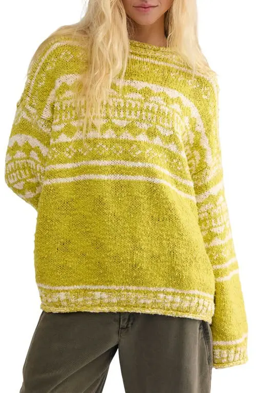 Free People Dani Oversized Cotton-blend Sweater - Apple Spritz Combo