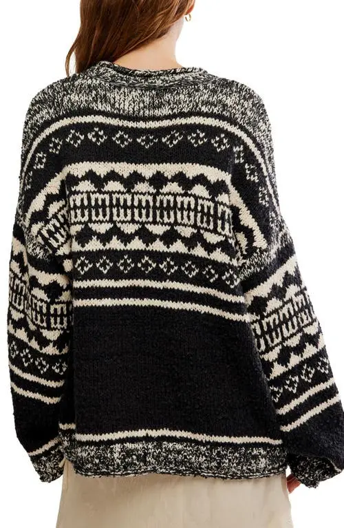 Free People Dani Oversized Cotton-blend Sweater - Black Combo