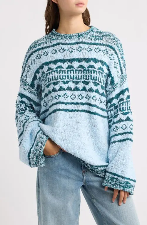 Free People Dani Oversized Cotton-blend Sweater - Dew Shine Combo