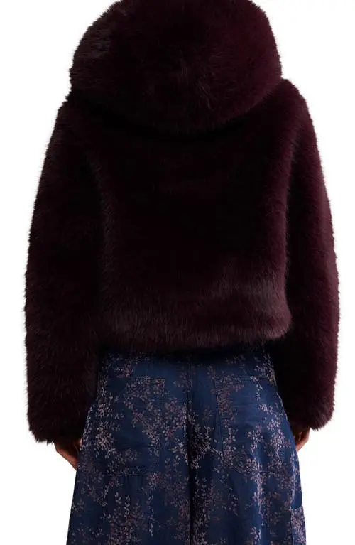 Free People Louder Please Hooded Faux Fur Jacket