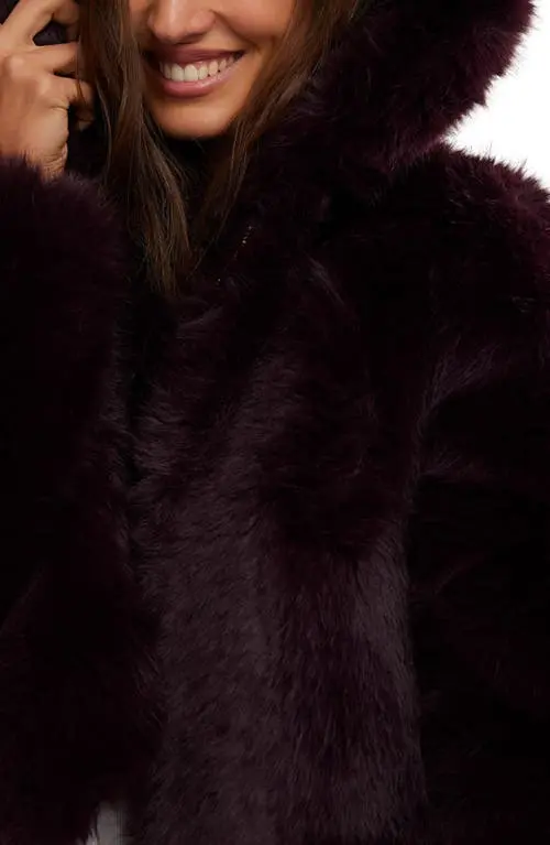 Free People Louder Please Hooded Faux Fur Jacket