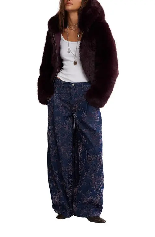Free People Louder Please Hooded Faux Fur Jacket