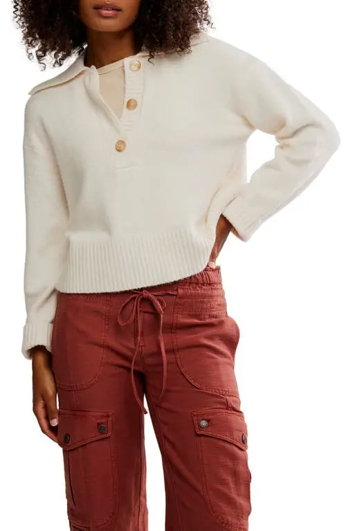 Free People Cotton Blend Polo Sweater