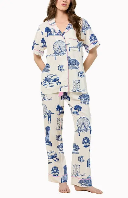 KATIE KIME Dallas Toile Pajama Set - Navy