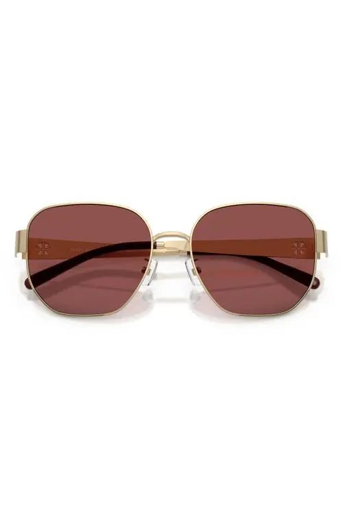 Tory Burch Irregular Sunglasses - Brushed Light Gold/wine