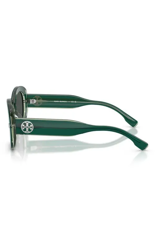Tory Burch 52mm Oval Sunglasses - Dark Green/sage/dark Grey