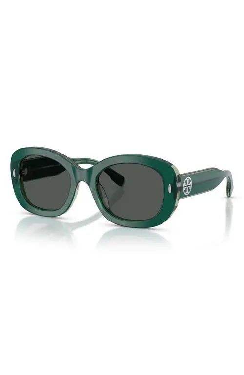 Tory Burch 52mm Oval Sunglasses - Dark Green/sage/dark Grey