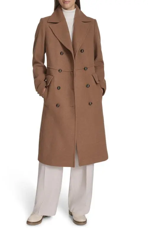 KENNETH COLE Wool-blend Double-breasted Coat - Camel