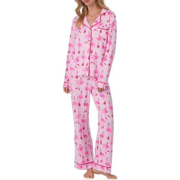 ROOM SERVICE Long Sleeve Print Pajamas - Pink Print