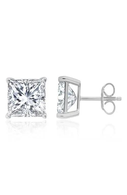CRISLU Cubic Zirconia Square Stud Earrings - Platinum
