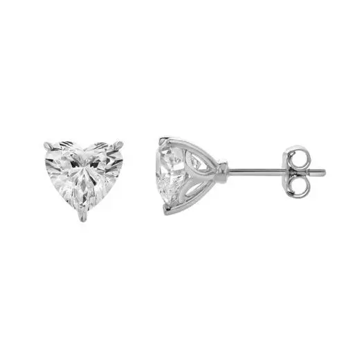 LUVMYJEWELRY 14k Gold Lab Grown Diamond Heart Solitaire Earrings 1.00 Ct - 14k White Gold