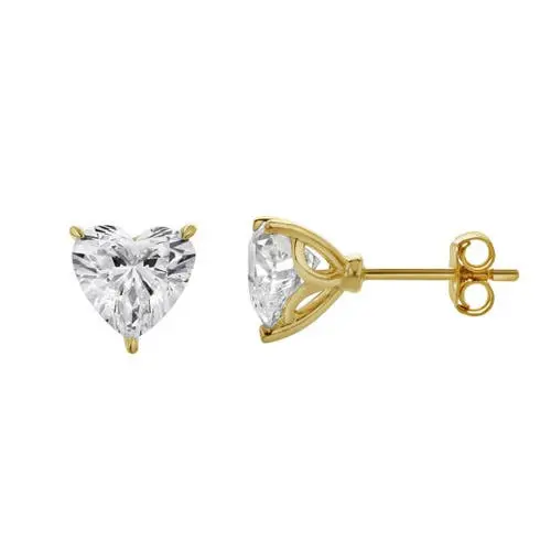 LUVMYJEWELRY 14k Gold Lab Grown Diamond Heart Solitaire Earrings 1.00 Ct - 14k Yellow Gold
