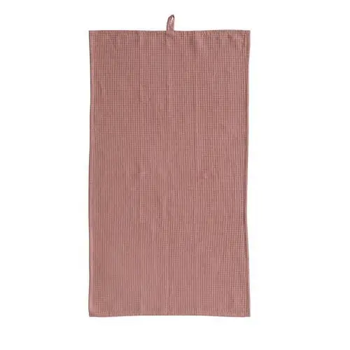 STORIED HOME Oversized Woven Linen And Cotton Waffle Decorative Tea Towel With Loop For Dining And Kitchen - B