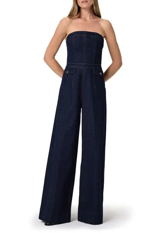 Paige Francesca Strapless Wide Leg Denim Jumpsuit - Saville