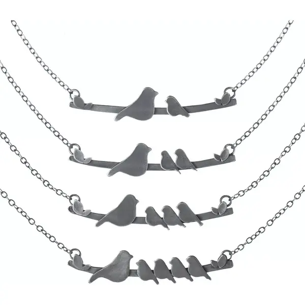 UNCOMMON GOODS Mother Nestling Birds Necklace - 2 Babies