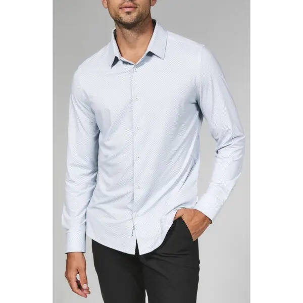 7 Diamonds Layth Geo Print Wrinkle Resistant Performance Button-up Shirt