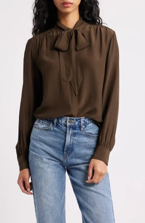 Madewell Tie Neck Long Sleeve Top