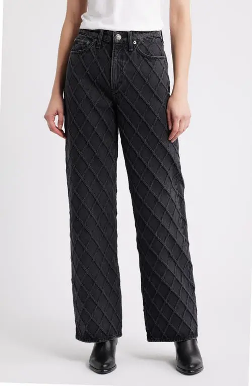 Rag & Bone Logan Diamond Texture Mid-rise Wide-leg Jeans - Qwblk