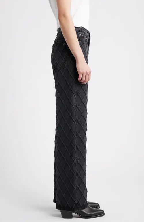 Rag & Bone Logan Diamond Texture Mid-rise Wide-leg Jeans - Qwblk