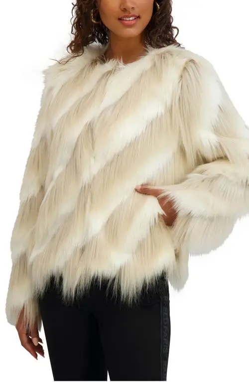 Karl Lagerfeld Paris Short Wispy Faux Fur Jacket