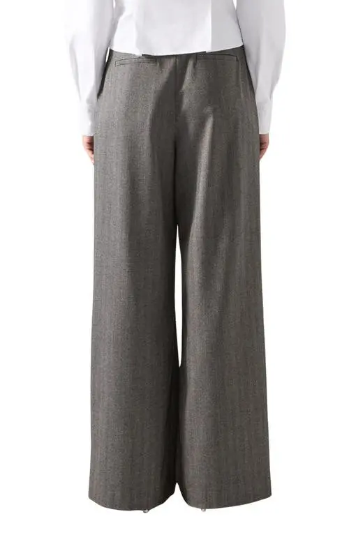 LK BENNETT Liz Wide-leg Herringbone Trousers
