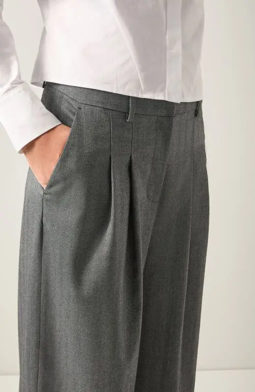 LK BENNETT Liz Wide-leg Herringbone Trousers