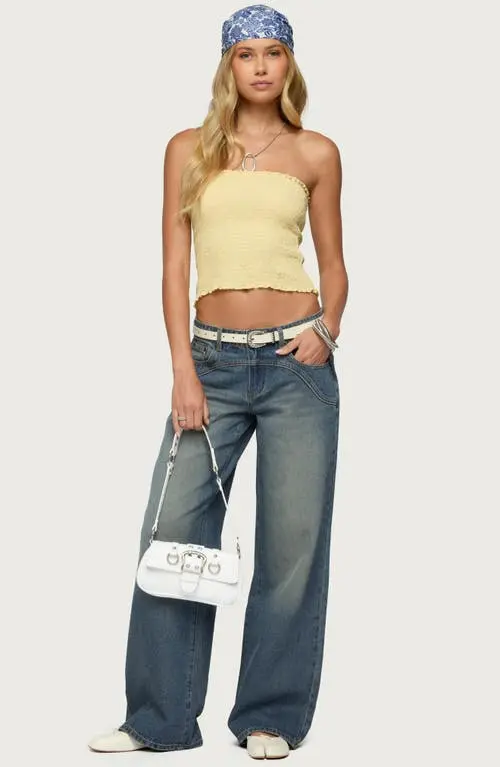 EDIKTED Ronny Curved Seam Wide Leg Jeans
