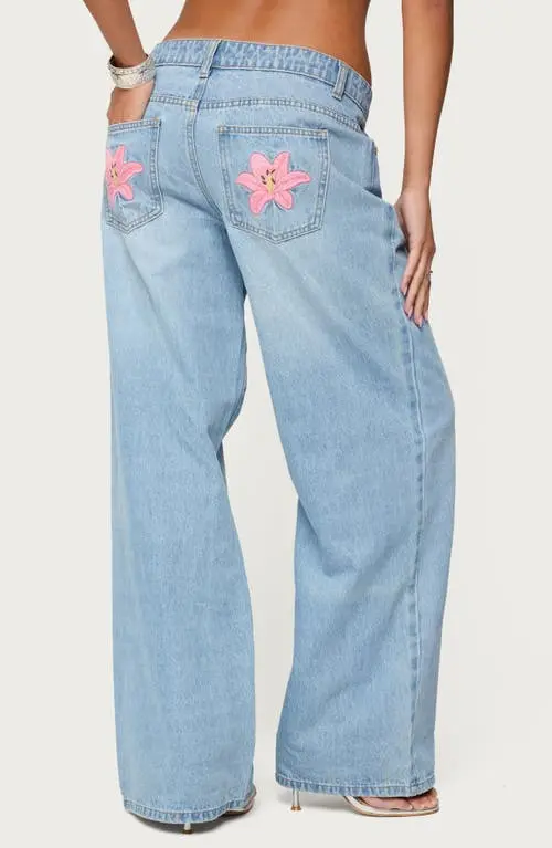 EDIKTED Mirra Flower Pocket Low-rise Wide-leg Jeans