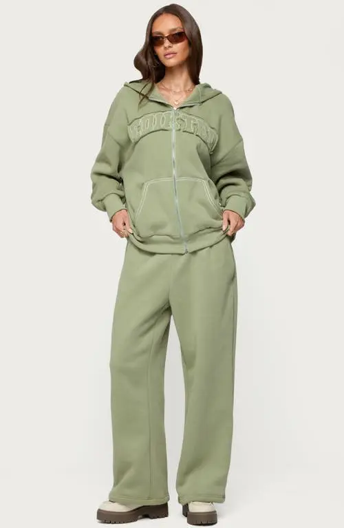 EDIKTED Forever Appliqué Zip Hoodie - Olive
