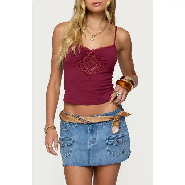 EDIKTED Embroidered Lace Trim Camisole