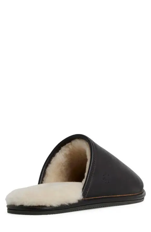 Brooks Brothers Henri Genuine Shearling-lined Leather Slippers - Brown