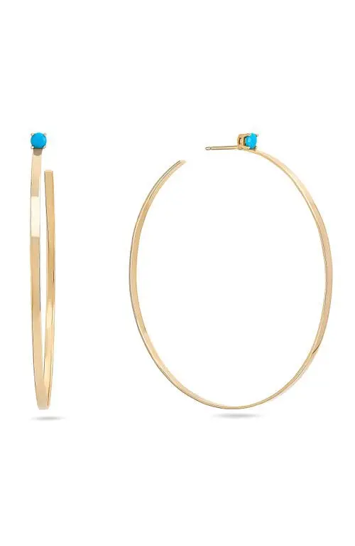 Lana Jewelry Sunrise 14k Gold Turquoise Hoop Earrings - Yellow Gold