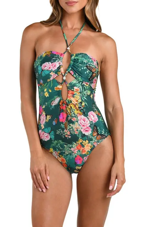 L'Agence Shiva Cutout One-piece Swimsuit - Green Multi