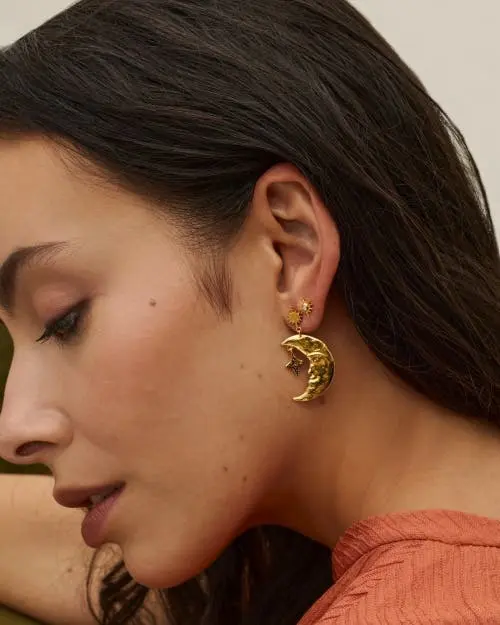 OTTOMAN HANDS Moonstone Star Stud Earrings