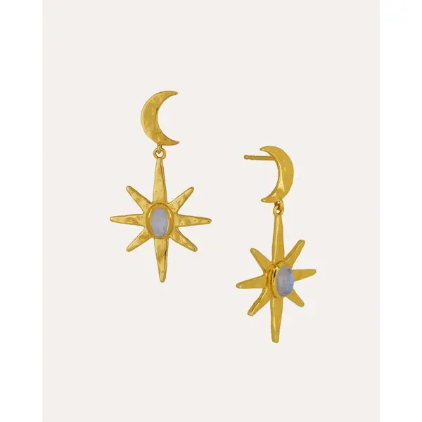OTTOMAN HANDS Moonstone Celestial Drop Earrings - Gold