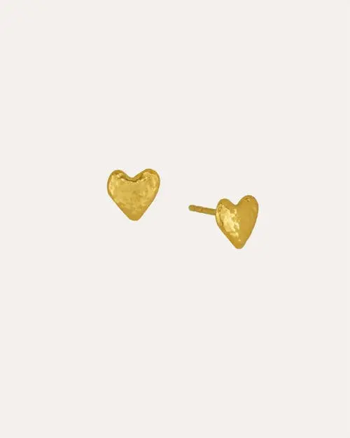 OTTOMAN HANDS Hammered Heart Studs - Gold