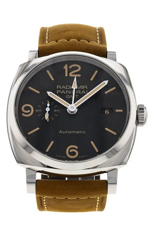WATCHFINDER & CO. Panerai Radiomir 1940 3 Days Gmt Automatic Leather Strap Watch - Black