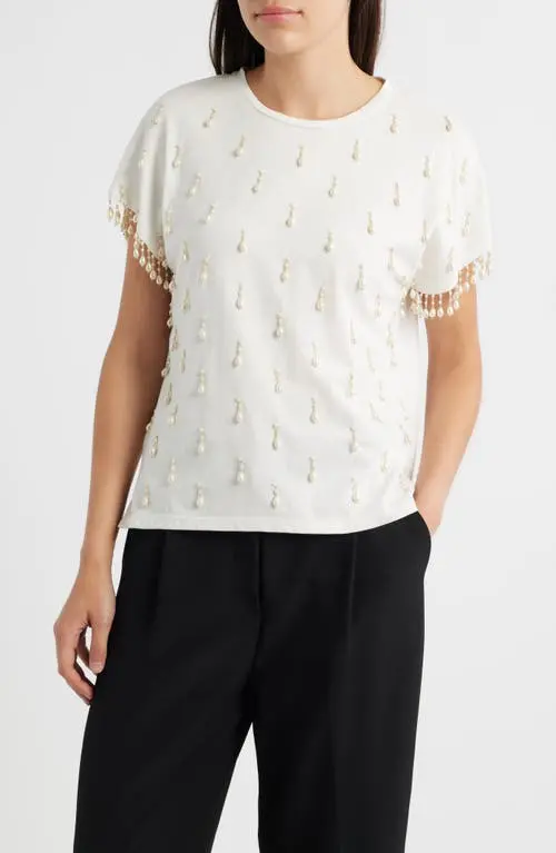 Kobi Halperin Carmel Faux Pearl Accent Cotton T-shirt