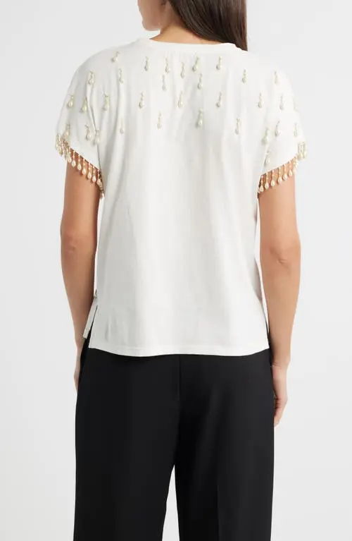 Kobi Halperin Carmel Faux Pearl Accent Cotton T-shirt