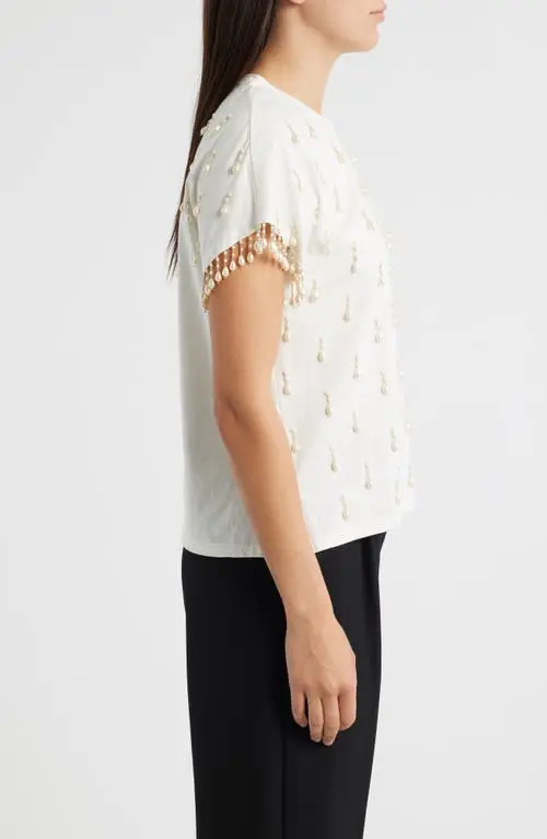 Kobi Halperin Carmel Faux Pearl Accent Cotton T-shirt